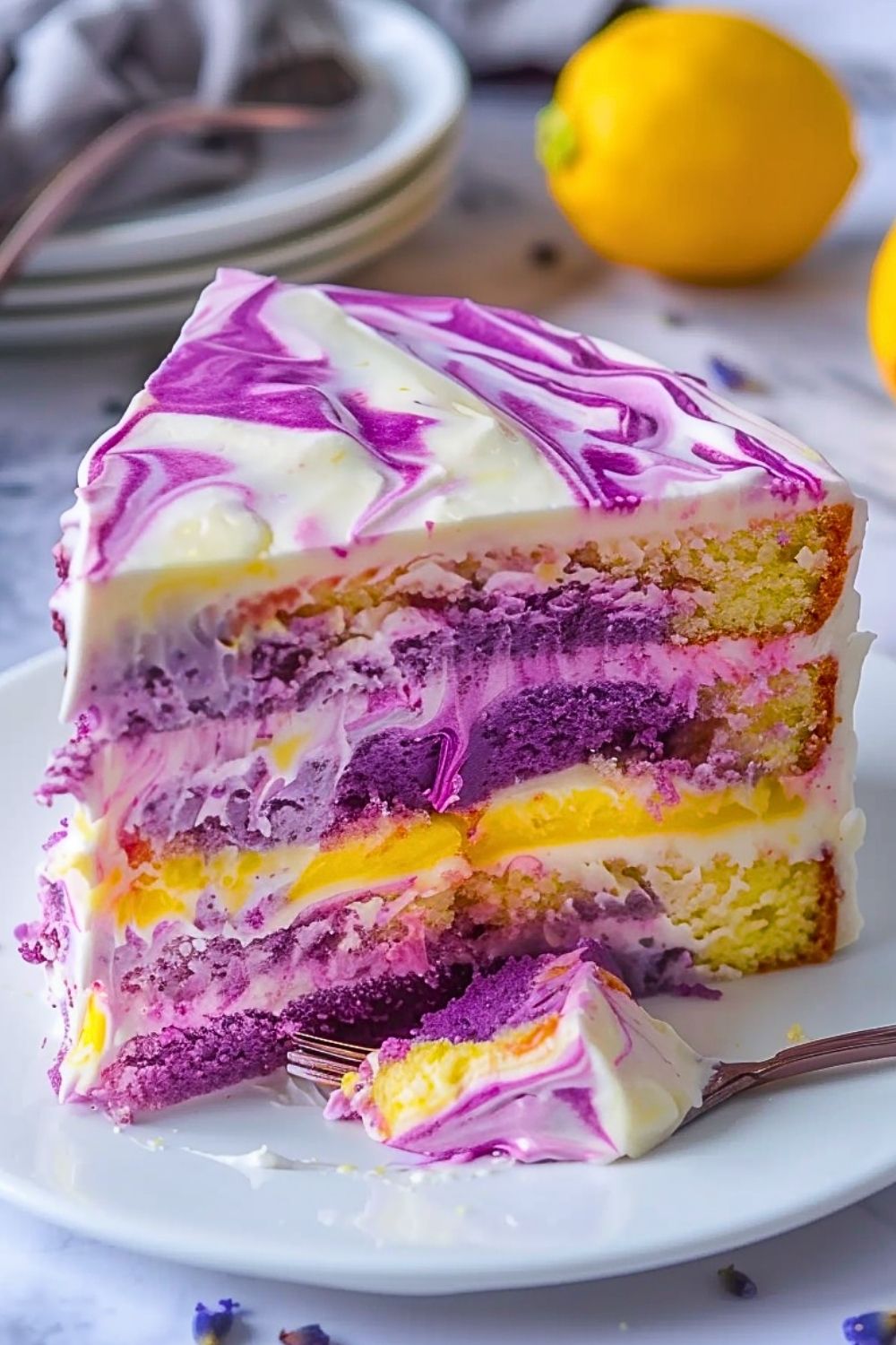Lavender Lemon Cream Cake With White Chocolate Frosting