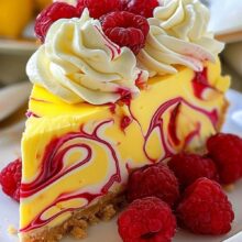 Luscious Lemon Raspberry Swirl Cheesecake