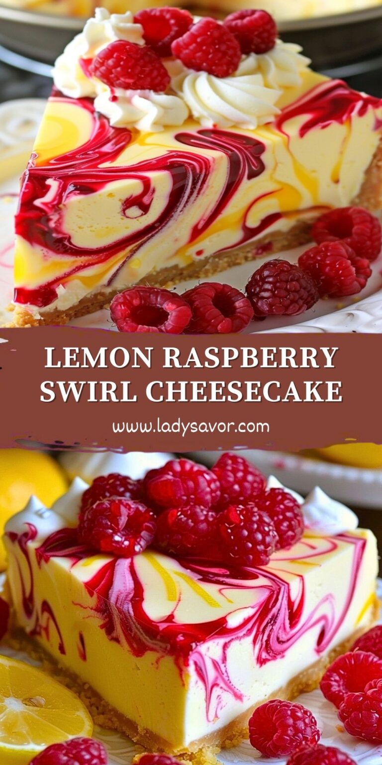 Luscious Lemon Raspberry Swirl Cheesecake