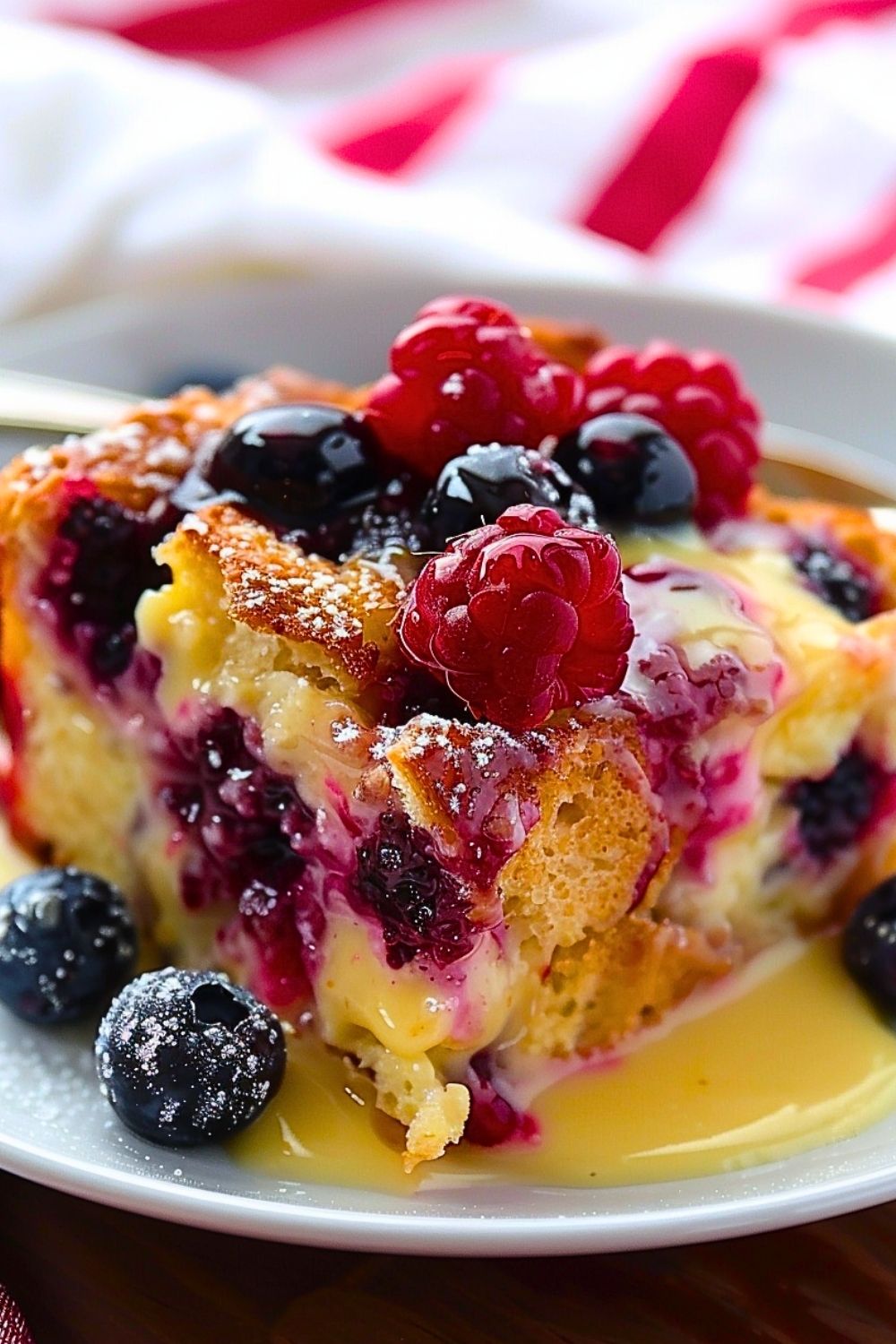 Wild Berry Bread Pudding With Orange Sauce
