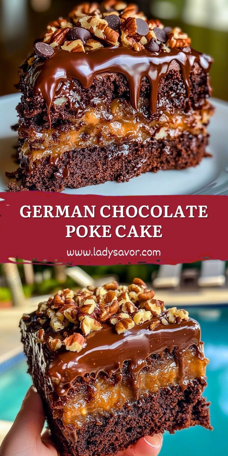 German Chocolate Poke Cake