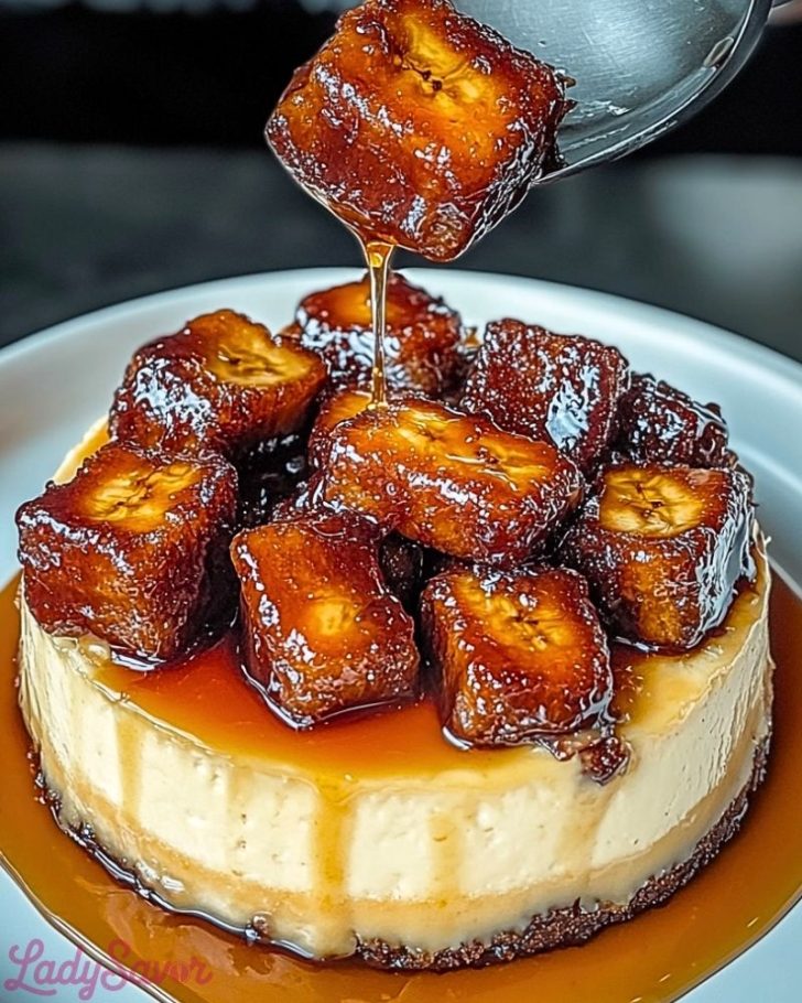 Caramelized Banana Cheesecake With Rum Glaze