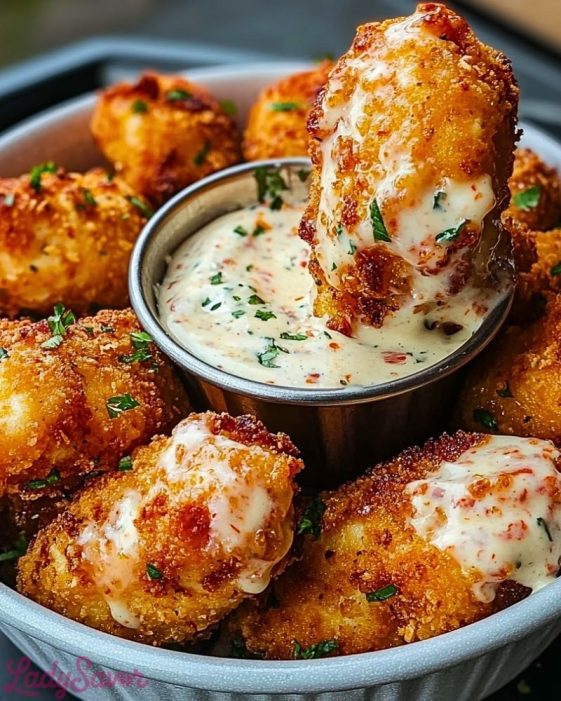 Cheesy Jalapeño Ranch Chicken Poppers With A Creamy Dip