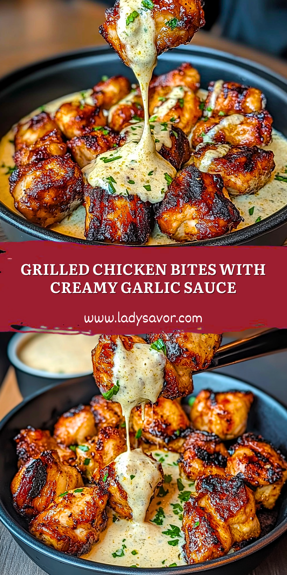 Grilled Chicken Bites With Creamy Garlic Sauce