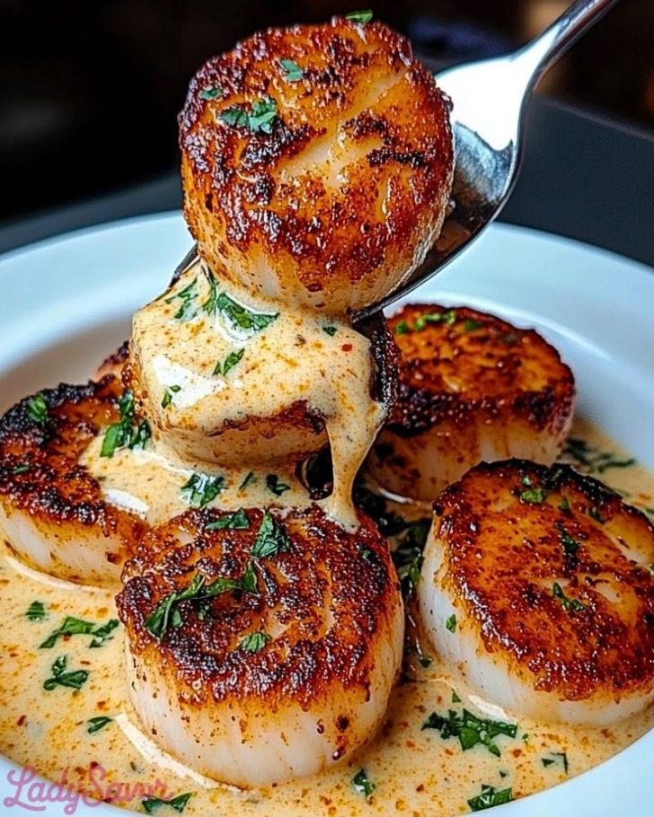 Seared Scallops With Spicy Cajun Cream Sauce