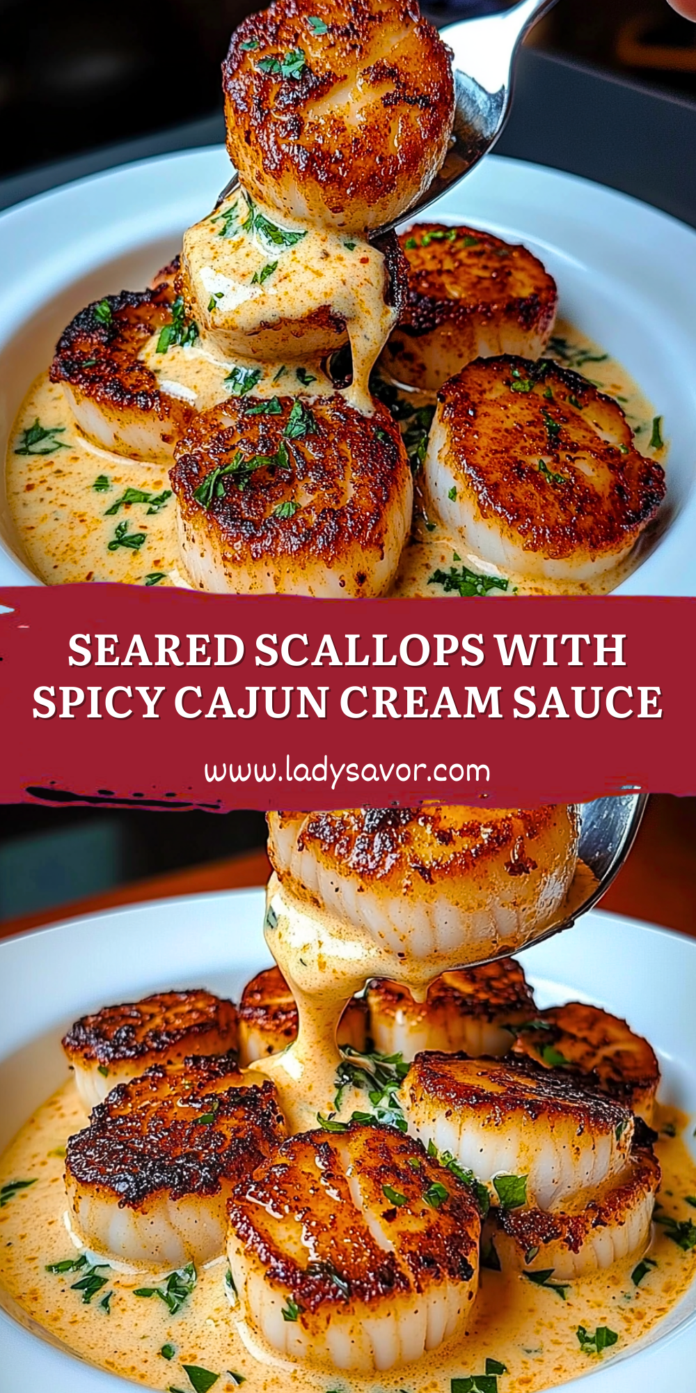 Seared Scallops With Spicy Cajun Cream Sauce