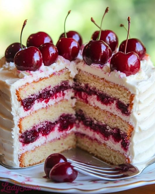 Cherry Layer Cake With Cherry Cream Cheese Frosting