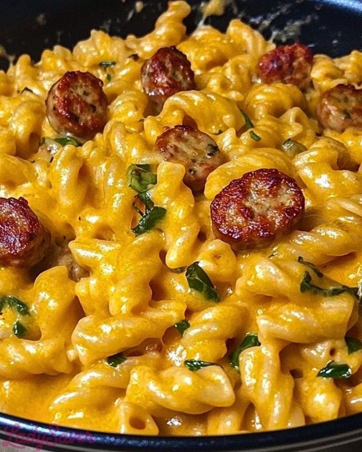 One-Pan White Cheddar Ranch Sausage Magic Pasta