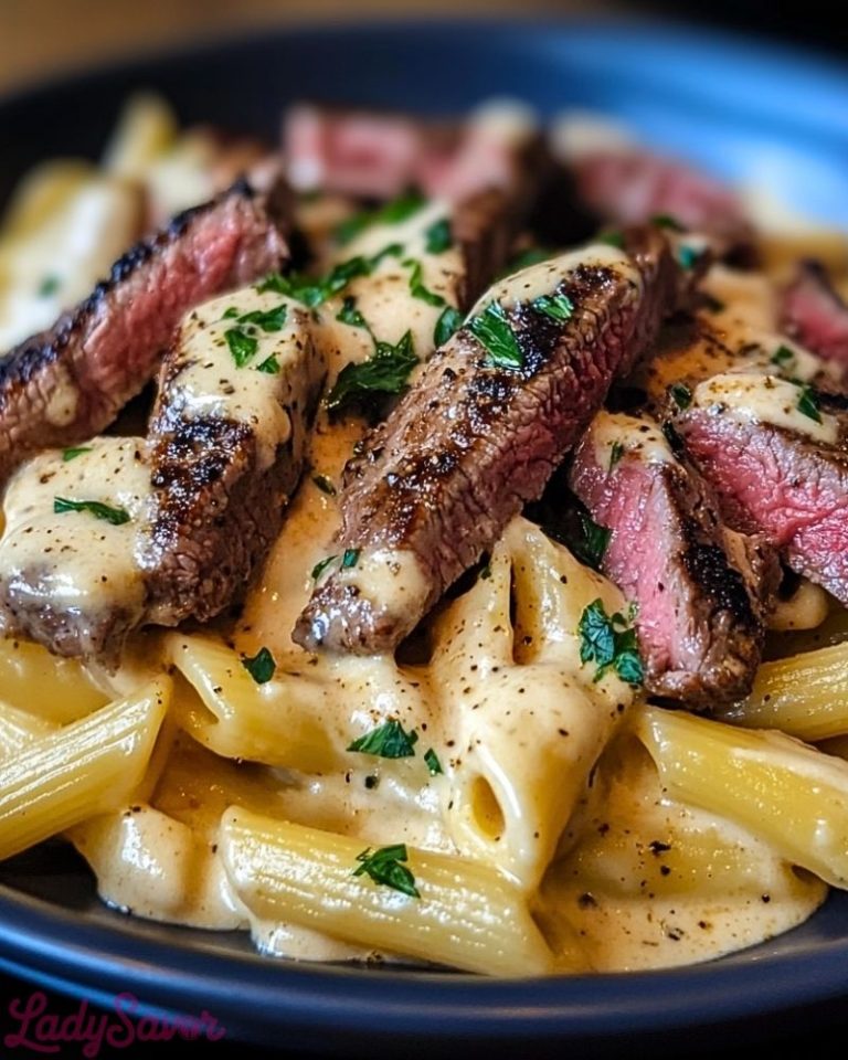 Spicy Cajun Steak & Mozzarella Alfredo Pasta