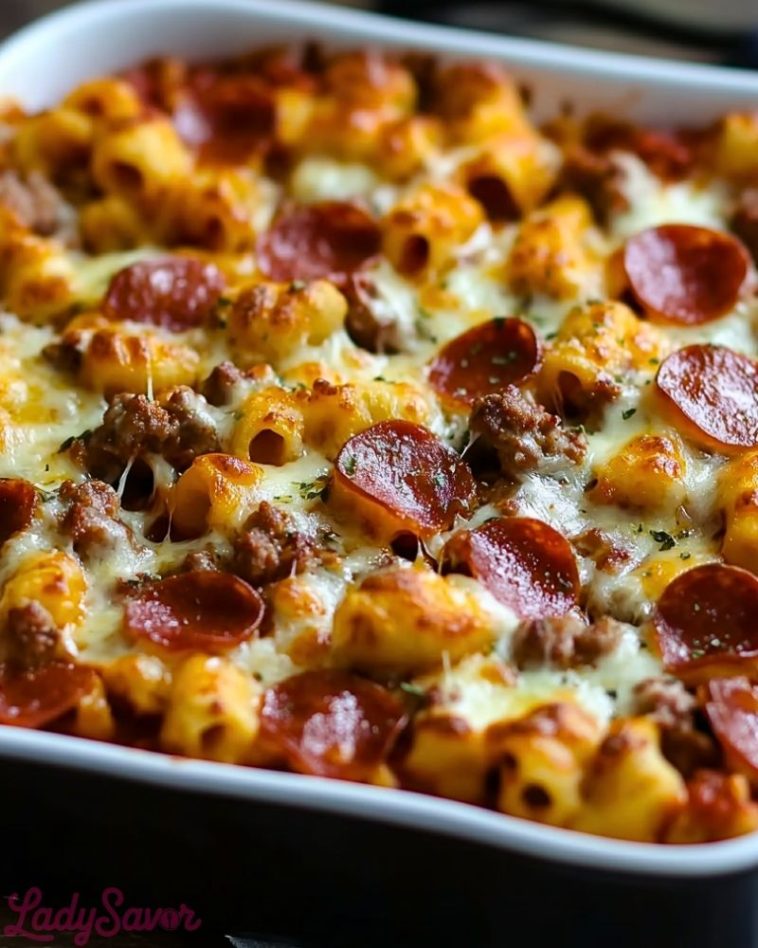Cheesy Meat Lovers Pizza Casserole