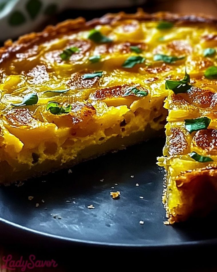 Spanish Tortilla-Inspired Quiche With Hashbrown Crust