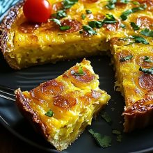 Spanish Tortilla-Inspired Quiche With Hashbrown Crust
