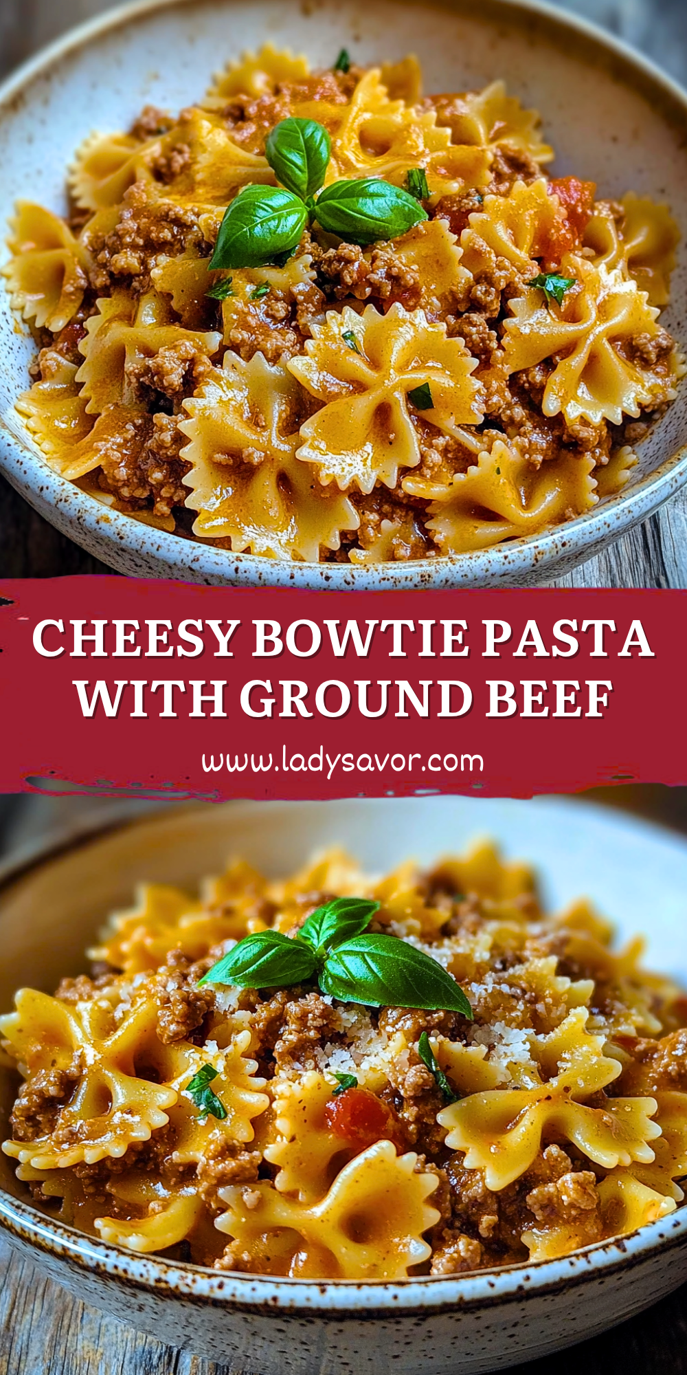 Cheesy Bowtie Pasta With Ground Beef