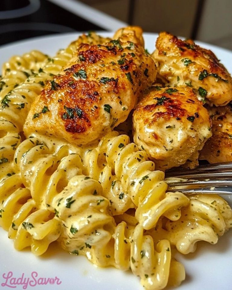 Creamy Garlic Parmesan Chicken With Cheesy Twisted Pasta