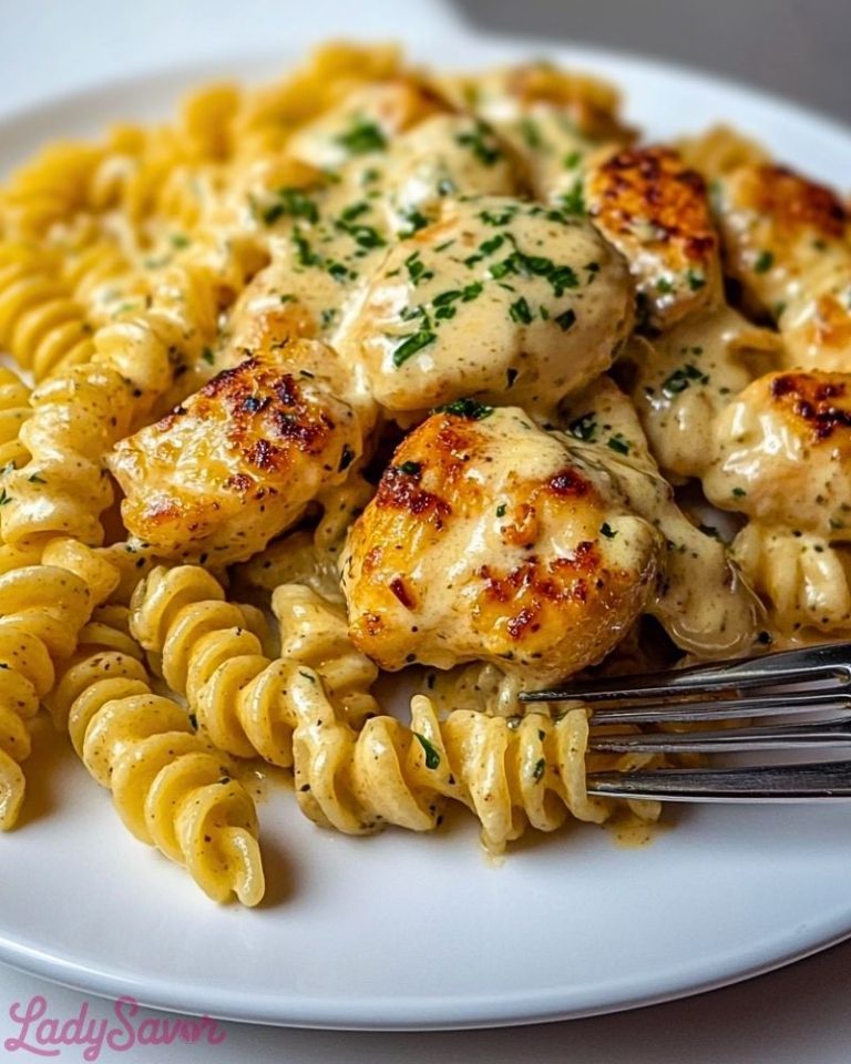 Creamy Garlic Parmesan Chicken With Cheesy Twisted Pasta