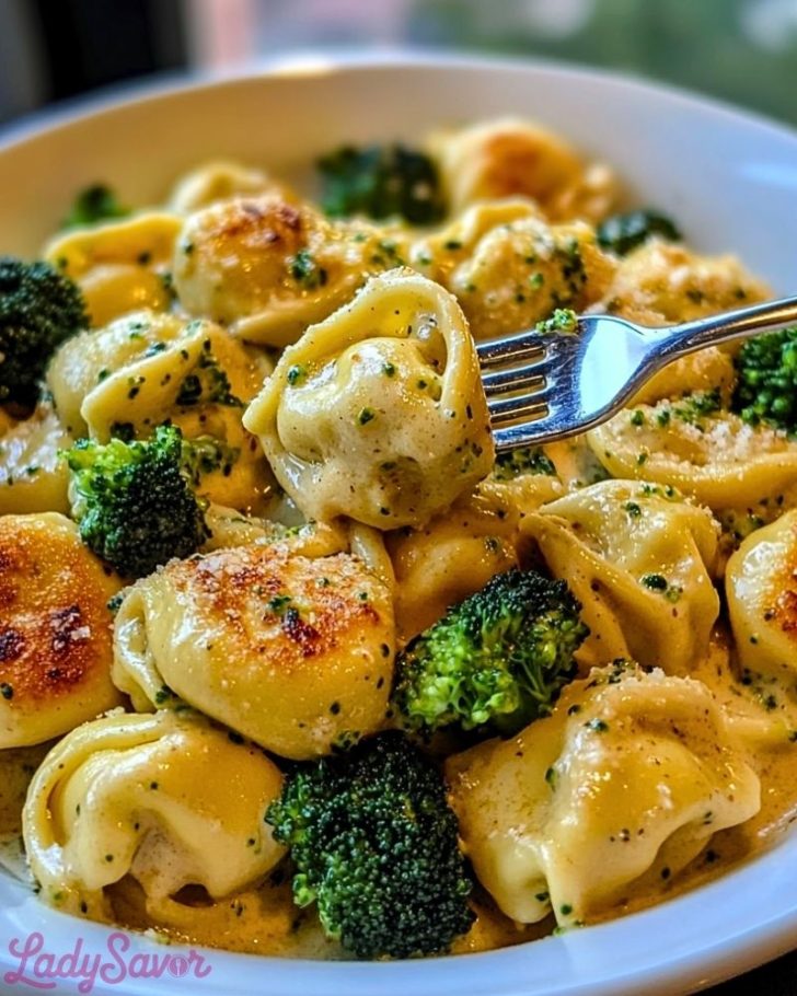 Creamy Garlic Parmesan Tortellini With Chicken And Broccoli