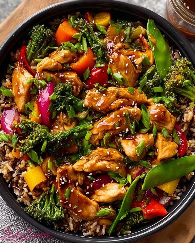 Colorful Teriyaki Chicken Stir-Fry Recipe With Rainbow Veggies & Wild Rice