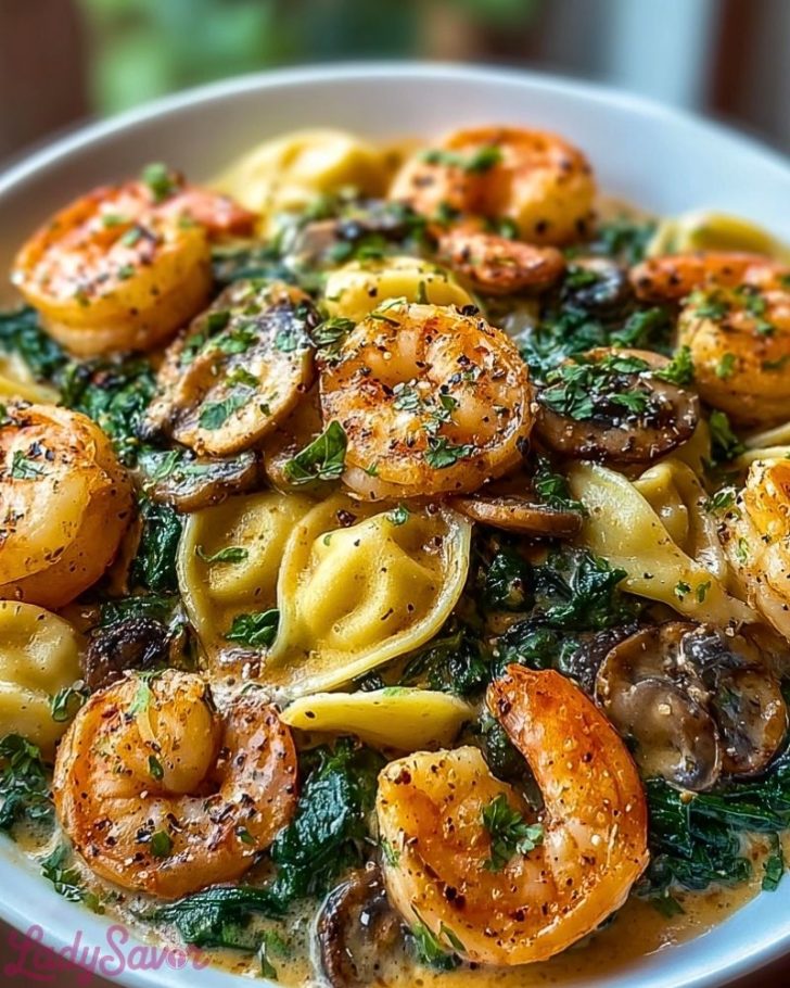 Creamy Spinach Mushroom Shrimp Shells