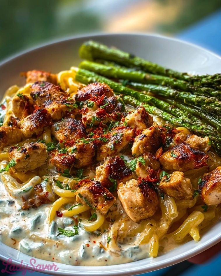 Greek Chili Chicken Alfredo Recipe With Smoked Feta Cream & Crispy ...