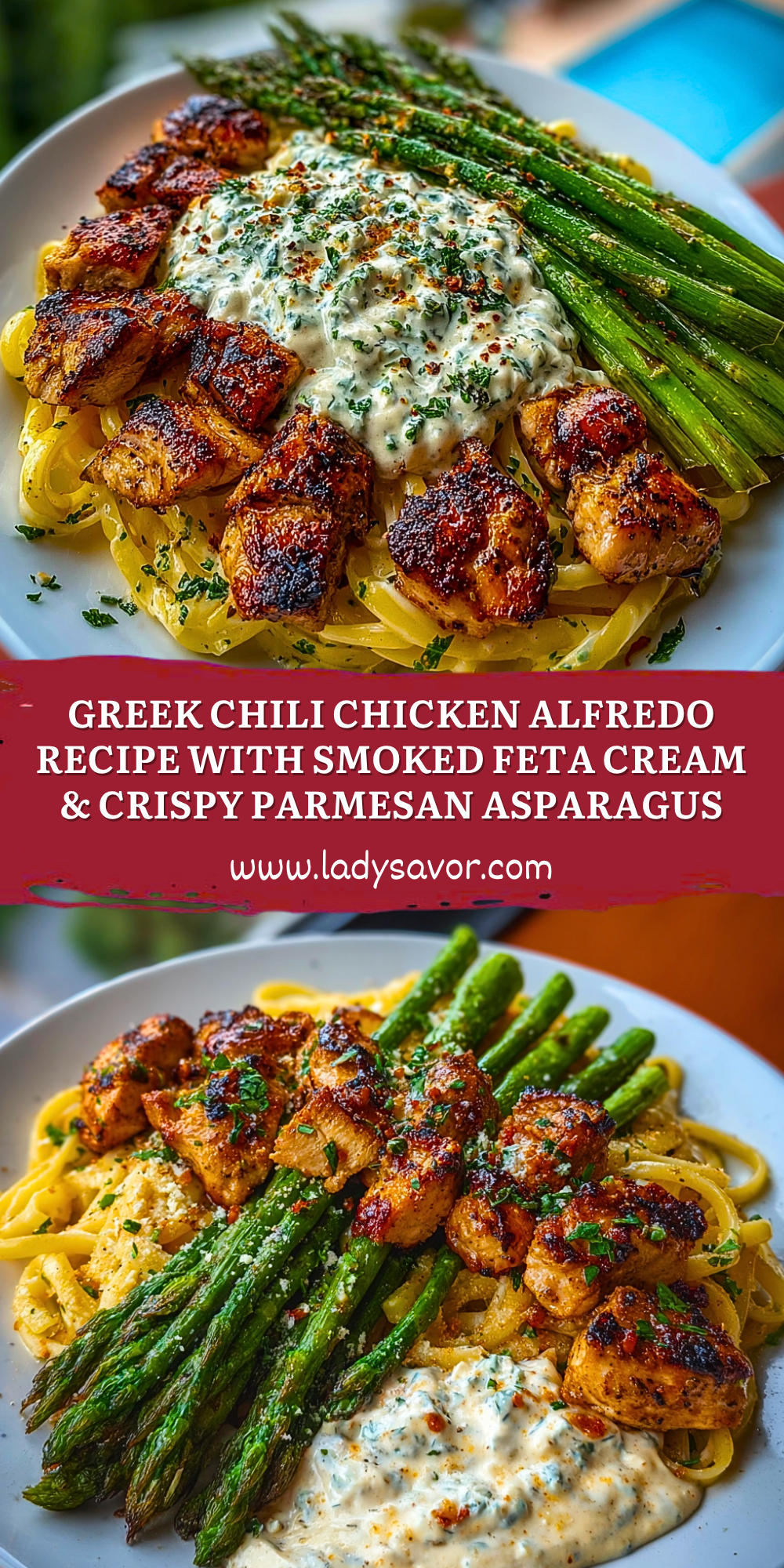 Greek Chili Chicken Alfredo Recipe With Smoked Feta Cream & Crispy ...
