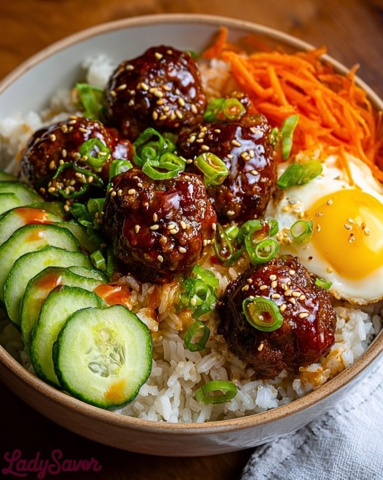 Korean BBQ Meatball Rice Bowls