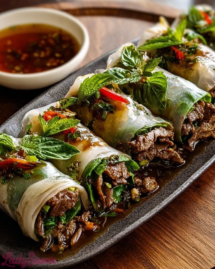 Thai Basil Beef Rolls
