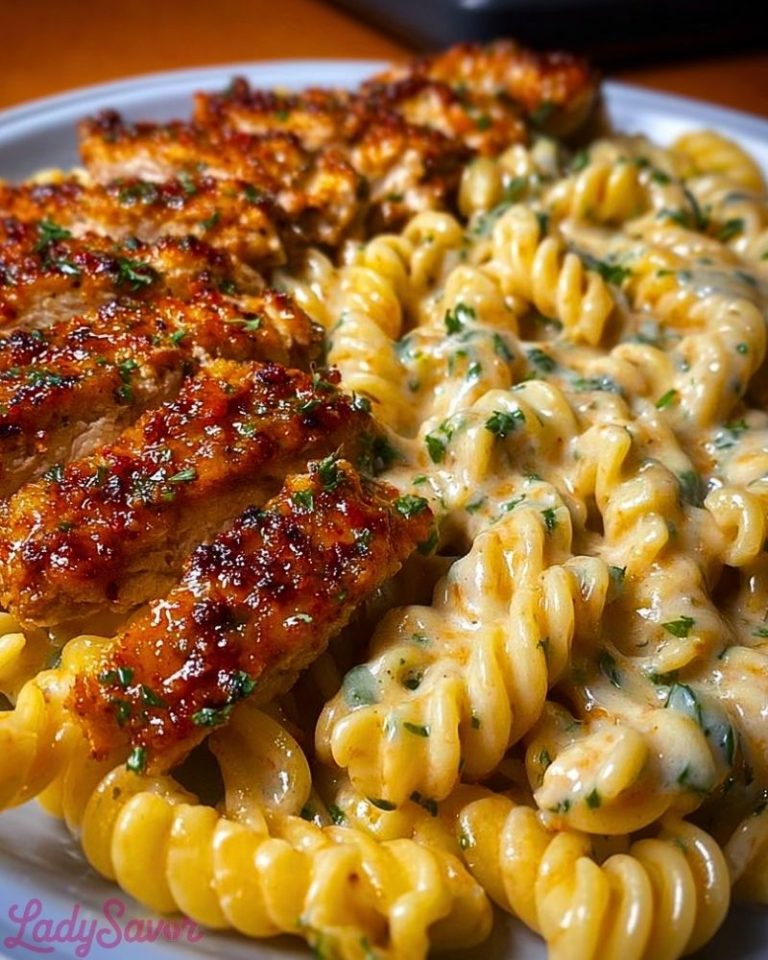 Cajun Chicken Rotini With Mozzarella Alfredo Sauce