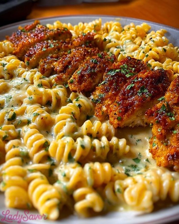 Cajun Chicken Rotini With Mozzarella Alfredo Sauce