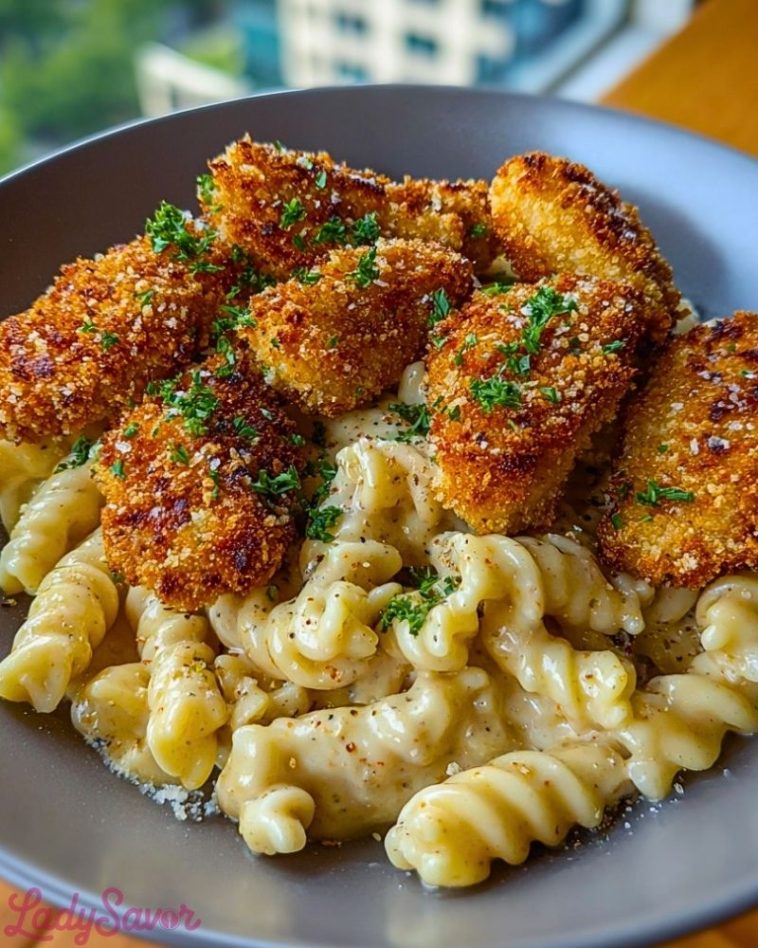 Crispy Parmesan Chicken Bites With Smoked Cajun Alfredo Gemelli Recipe