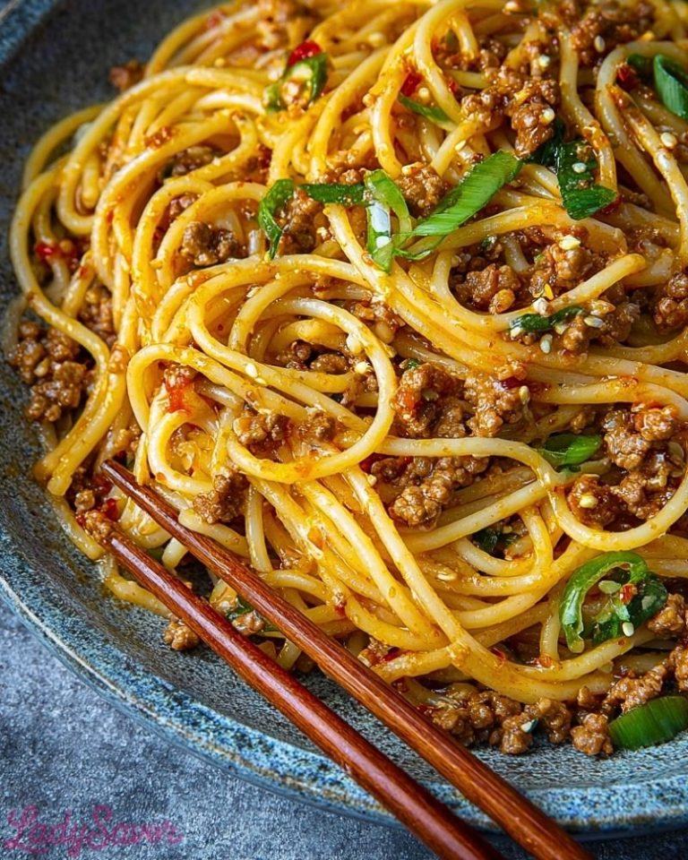 Asian-Style Ground Beef Spaghetti