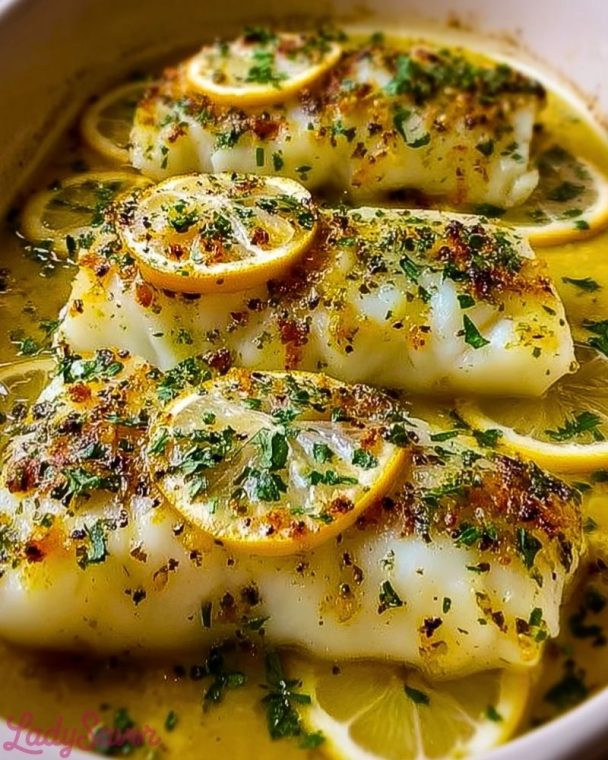 Baked Lemon-Garlic Cod With Butter Sauce