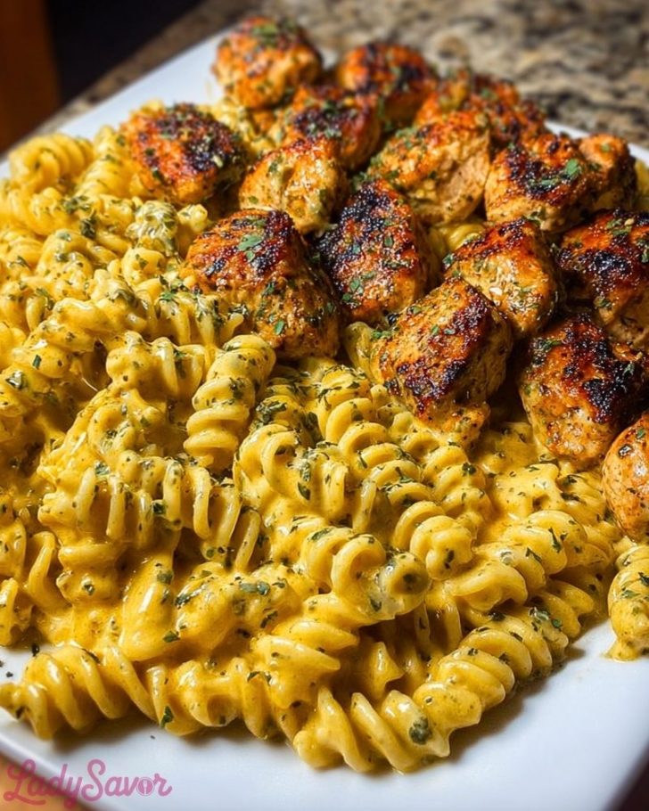 Chicken Rotini In Mozzarella Velveeta Sauce