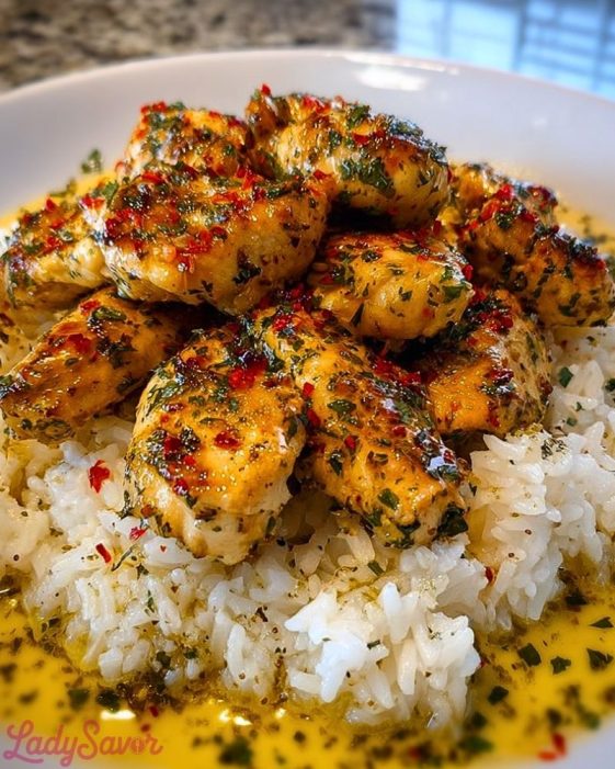 Chicken Scampi With Garlic Parmesan Rice