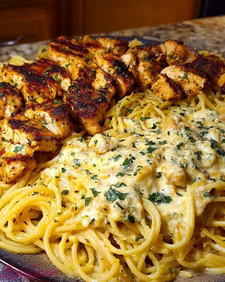 Creamy Velveeta Chicken Spaghetti With Mozzarella Garlic Cheese Sauce