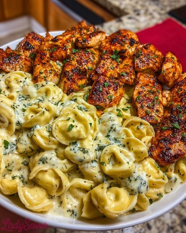 Easy Creamy Velveeta Chicken Tortellini With Mozzarella Garlic Sauce ...