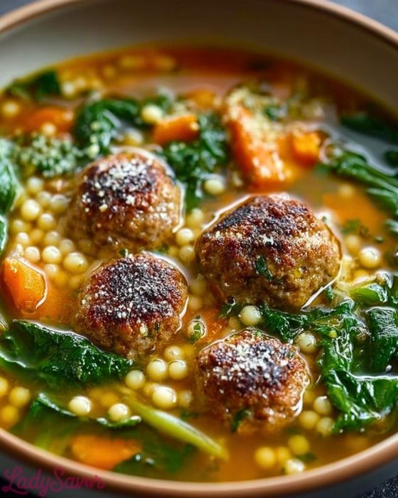 Italian Wedding Soup With Parmesan Meatballs