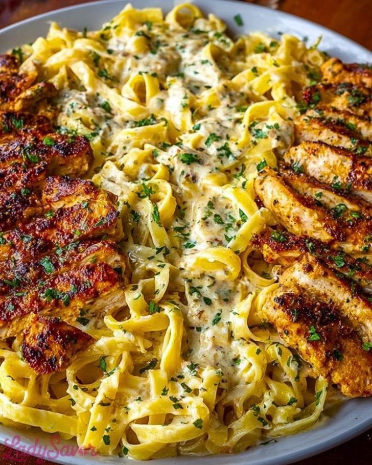 One-Pot Chicken Linguine With Garlic Mozzarella Sauce