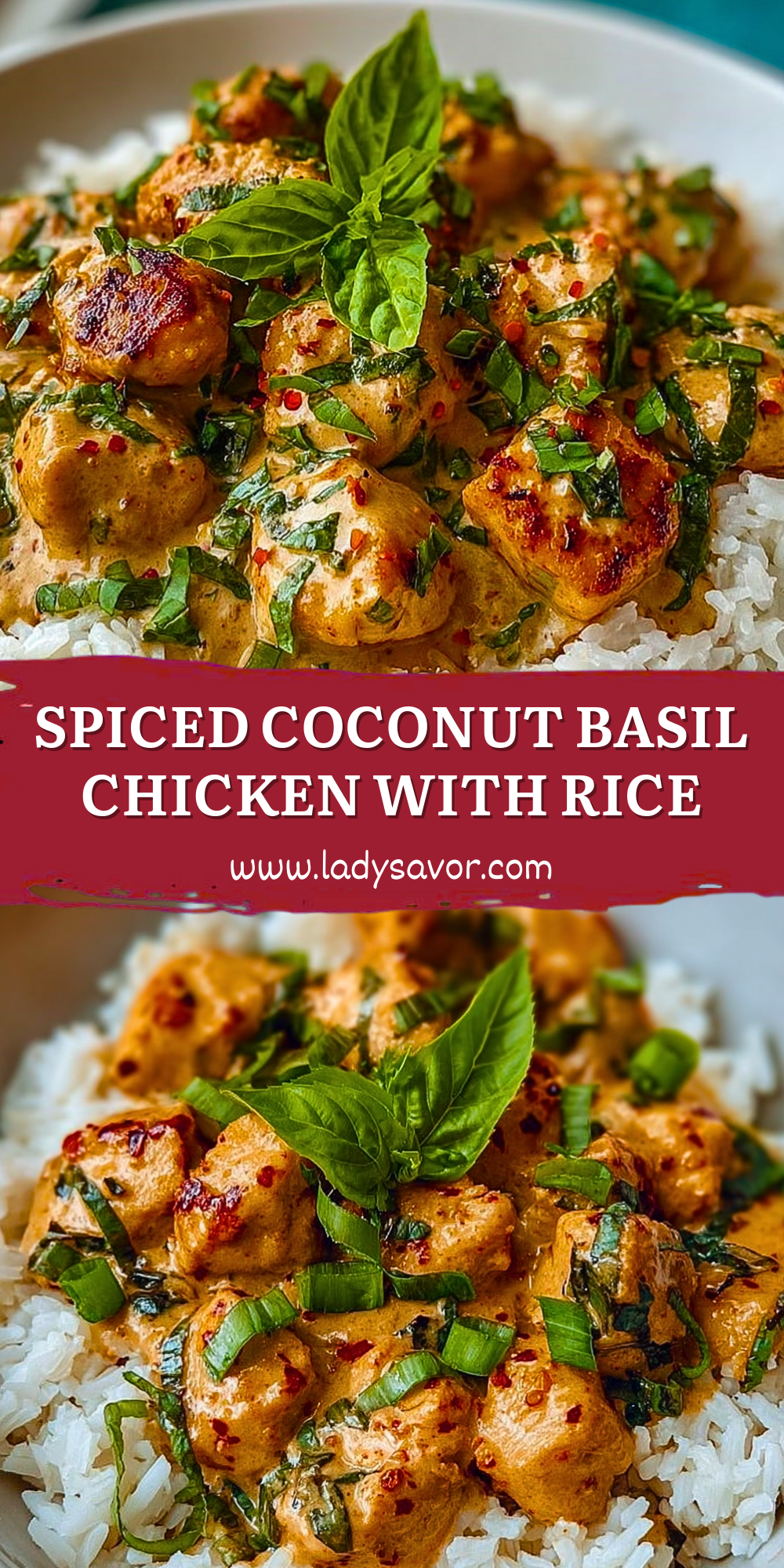Spiced Coconut Basil Chicken With Rice