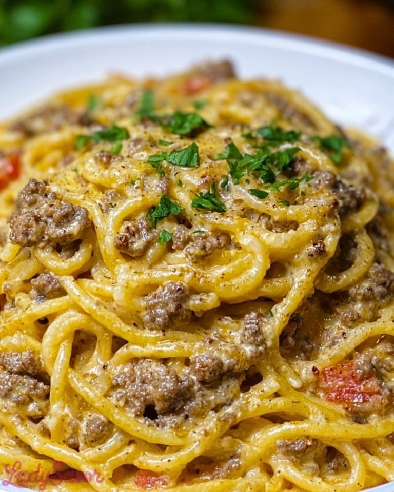 Creamy Italian Spaghetti & Ground Beef One Pot Meal